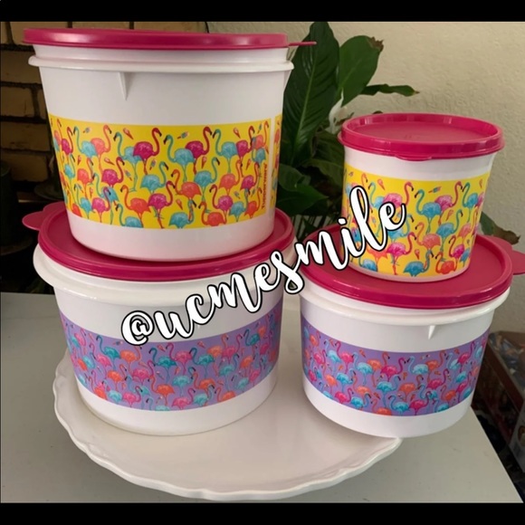 Tupperware | Kitchen | Tupperware Flamingos Round Nesting Storage ...